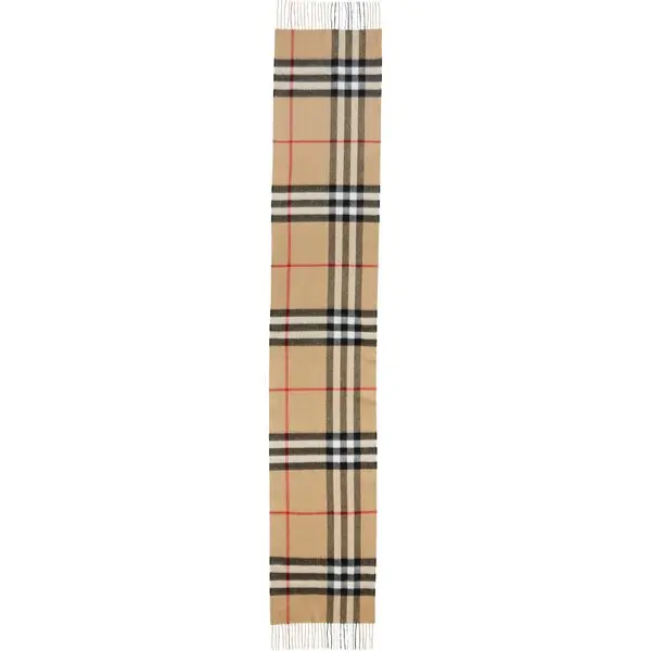 Burberry Check Cashmere Scarf - Camel