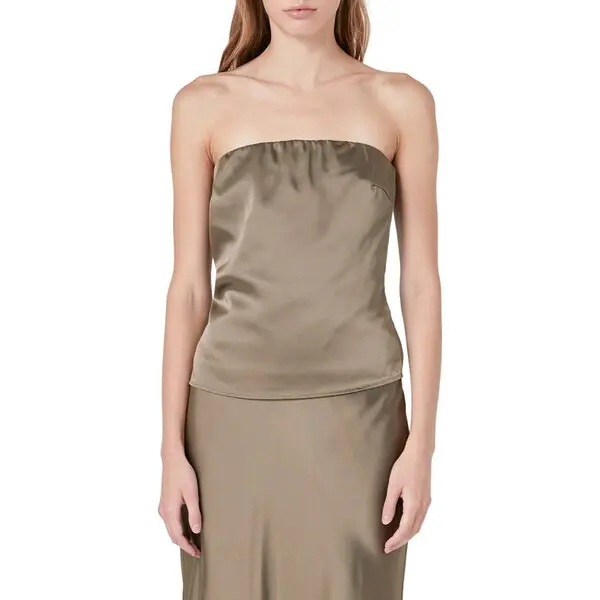 Endless Rose Strapless Satin Top - Espresso