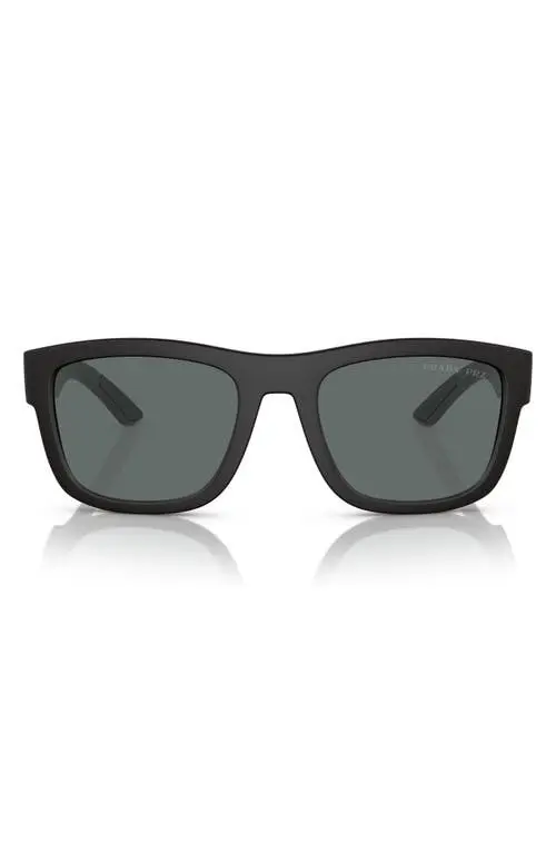 Prada 53mm Polarized Pillow Sunglasses - Rubber Black