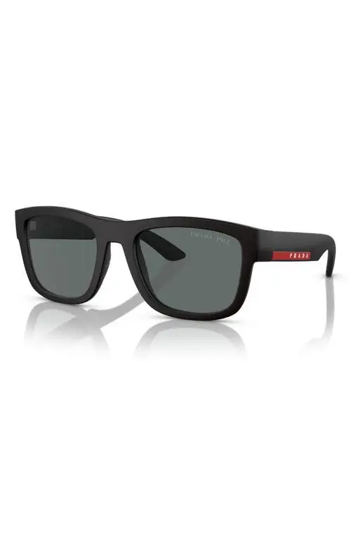 Prada 53mm Polarized Pillow Sunglasses - Rubber Black