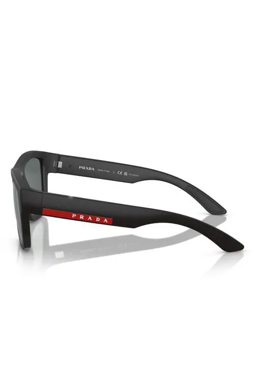 Prada 53mm Polarized Pillow Sunglasses - Rubber Black
