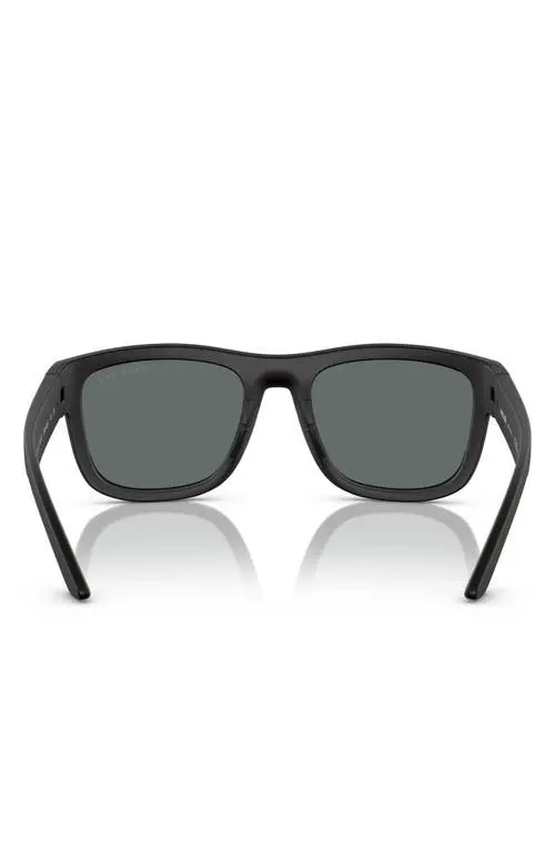Prada 53mm Polarized Pillow Sunglasses - Rubber Black