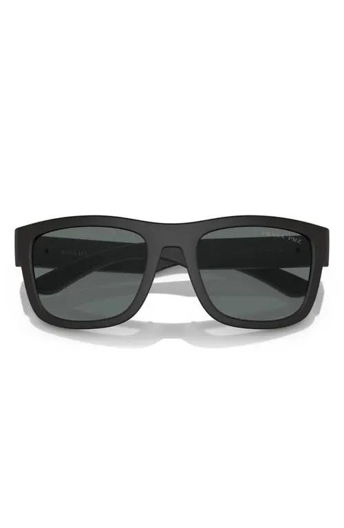 Prada 53mm Polarized Pillow Sunglasses - Rubber Black