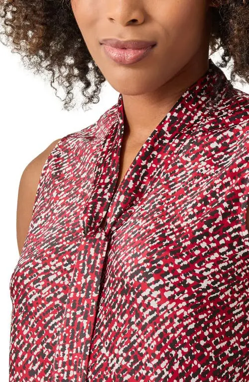 KASPER Abstract Print Tie-neck Top