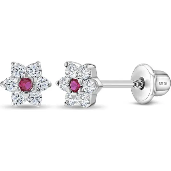IN SEASON JEWELRY Cubic Zirconia Flower Stud Earrings - Clear & Fuchsia