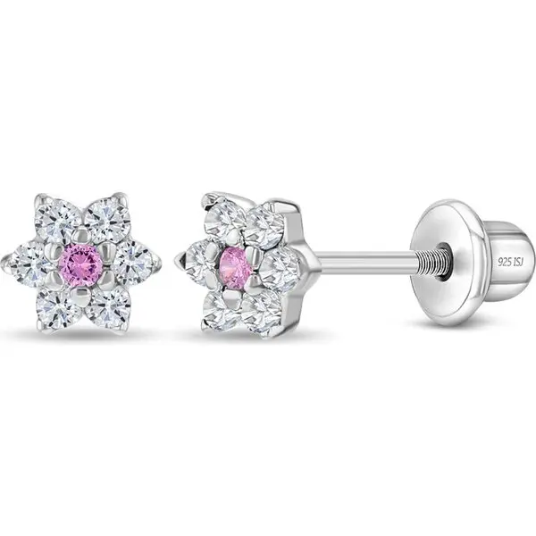 IN SEASON JEWELRY Cubic Zirconia Flower Stud Earrings - Pink
