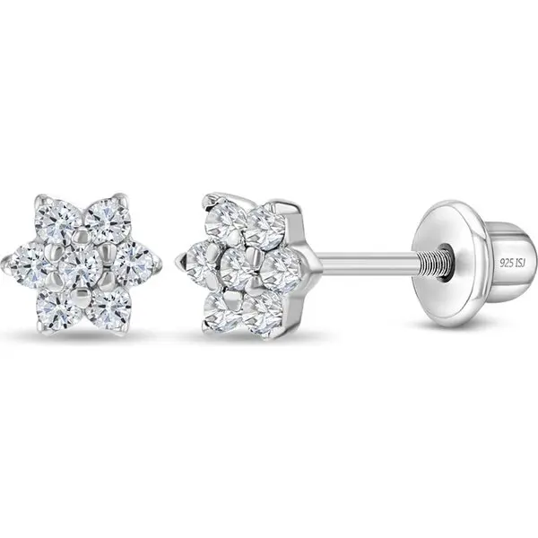 IN SEASON JEWELRY Cubic Zirconia Flower Stud Earrings - Silver