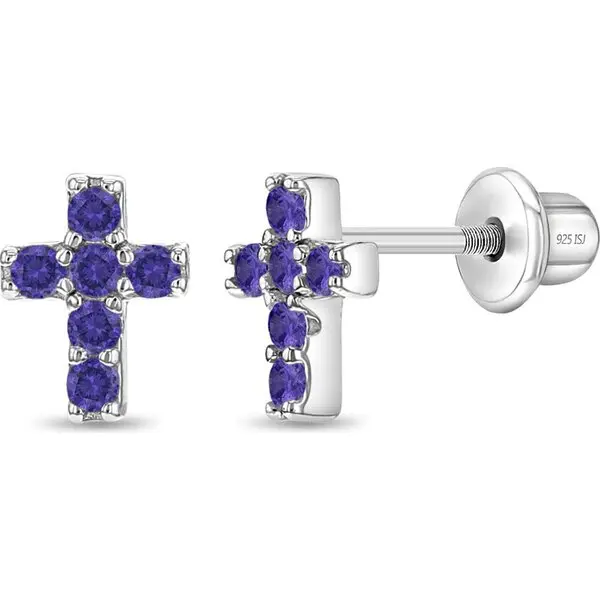 IN SEASON JEWELRY 925 Sterling Cross Earrings - Purple