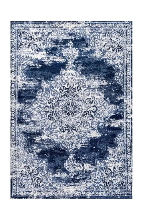 JONATHAN Y Alhambra Ornate Medallion Modern Area Rug - Navy/ivory