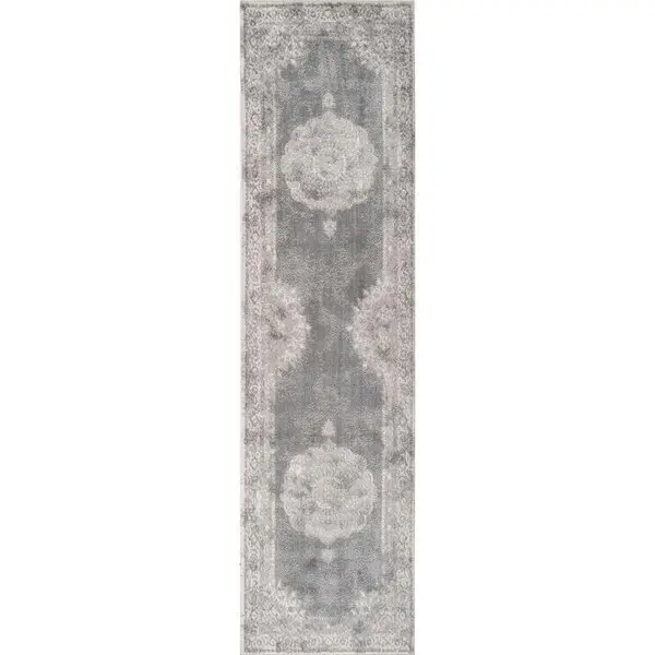 JONATHAN Y Rosalia Cottage Medallion Area Rug - Gray/dark Gray