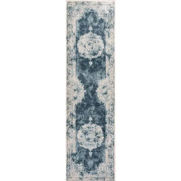 JONATHAN Y Rosalia Cottage Medallion Area Rug - Ivory/blue