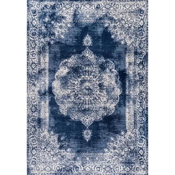 JONATHAN Y Rosalia Cottage Medallion Area Rug - Navy/ivory