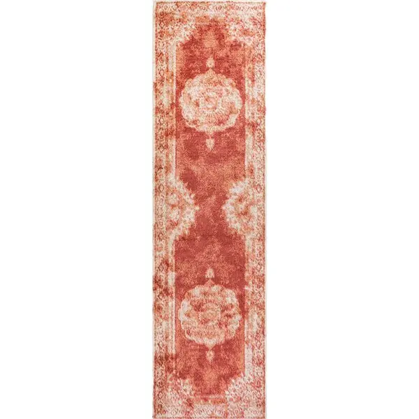 JONATHAN Y Rosalia Cottage Medallion Area Rug - Peach/ivory