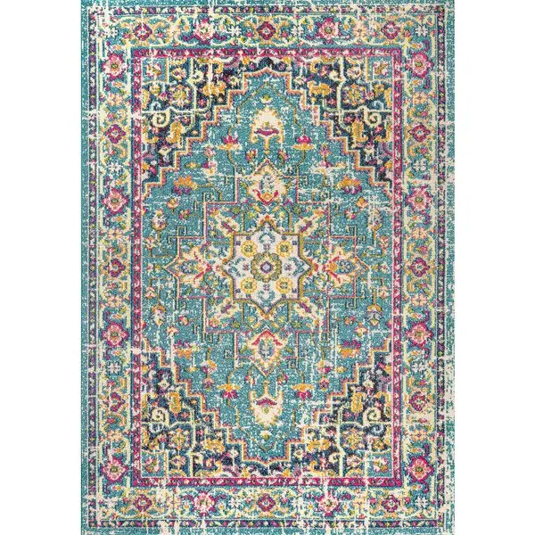 JONATHAN Y Brooklyn Geometric Medallion Area Rug - Blue/multi