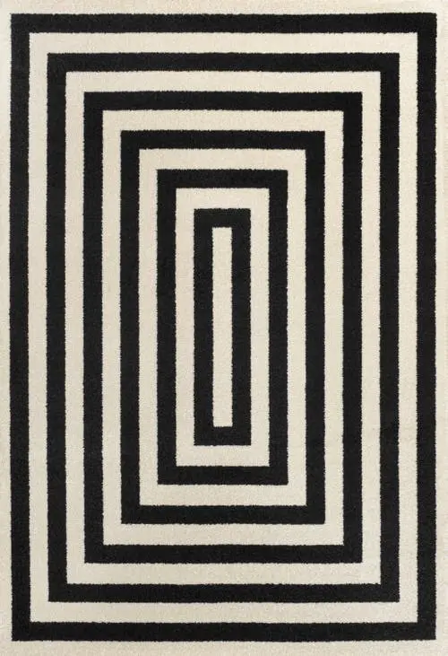 JONATHAN Y Bandol Modern Classic Mitre Stripe Area Rug - Black/ivory