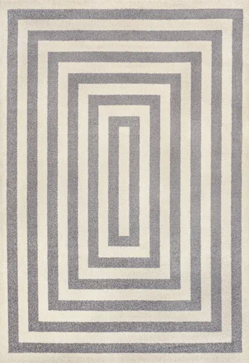 JONATHAN Y Bandol Modern Classic Mitre Stripe Area Rug - Gray/ivory