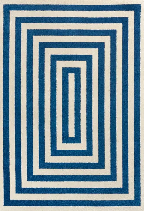JONATHAN Y Bandol Modern Classic Mitre Stripe Area Rug - Navy/ivory