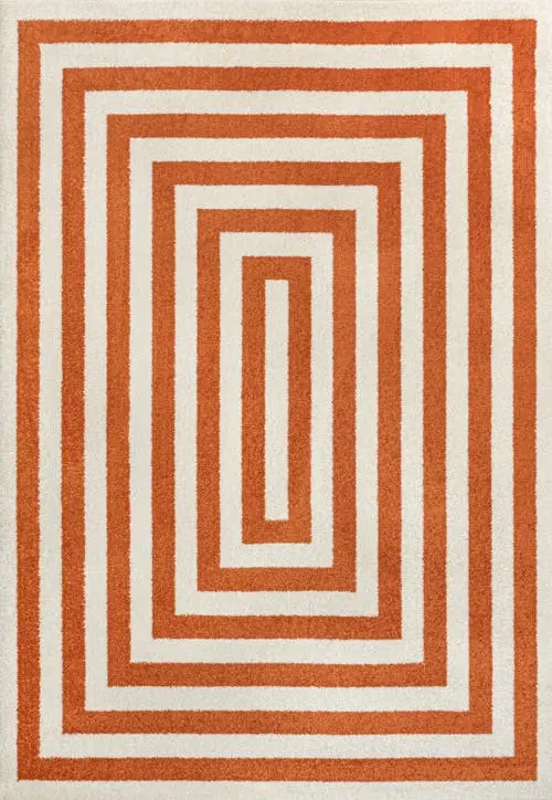JONATHAN Y Bandol Modern Classic Mitre Stripe Area Rug - Terracotta/ivory