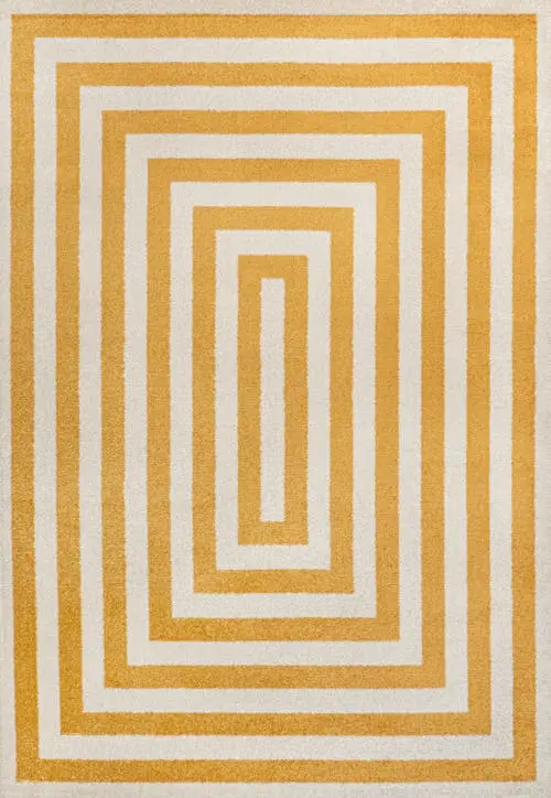 JONATHAN Y Bandol Modern Classic Mitre Stripe Area Rug - Yellow/ivory