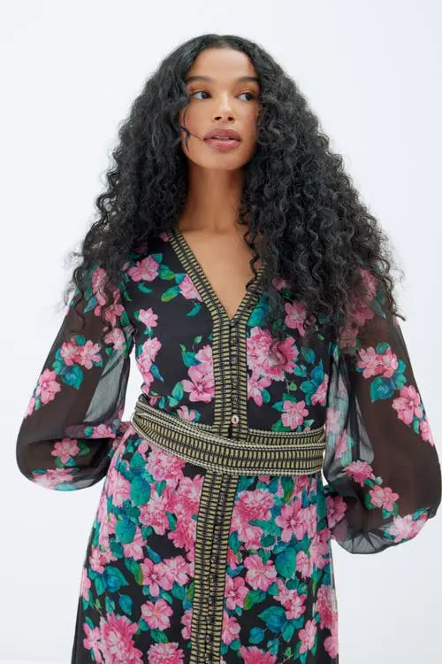 RAISHMA Athena Floral Dress - Black