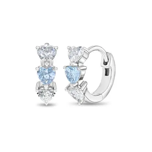IN SEASON JEWELRY Sterling Cubic Zirconia Heart Huggie Hoop Earrings - Light Blue