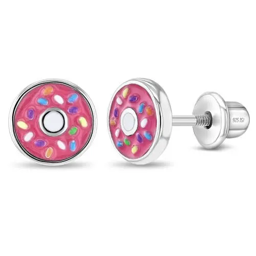 IN SEASON JEWELRY Frosted Donut Stud Earrings - Hot Pink