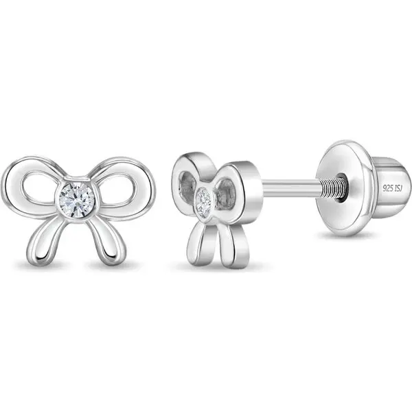 IN SEASON JEWELRY Cubic Zirconia Bow Stud Earrings - Silver