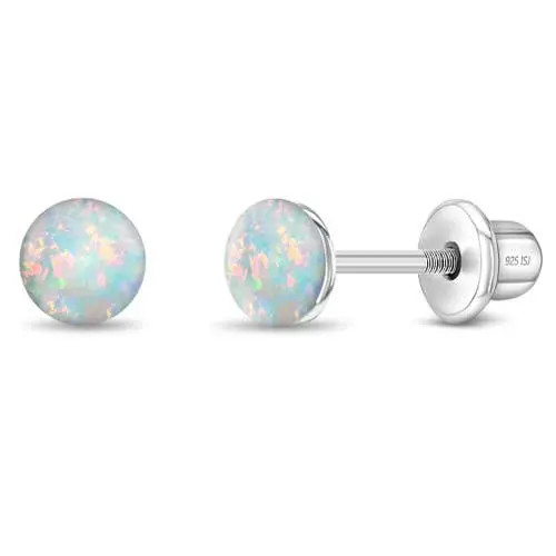 IN SEASON JEWELRY 925 Sterling Silver Simulated Stud Earrings - Opal