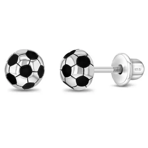 IN SEASON JEWELRY Enamel Soccer Ball Earrings - Black
