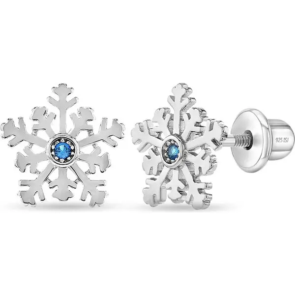 IN SEASON JEWELRY Sterling Silver Snowflake Earrings - Blue