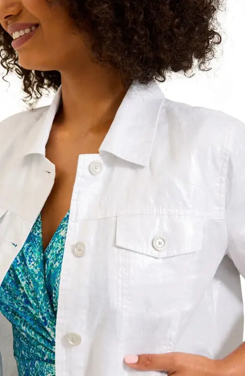 Tommy Bahama Two Palms Shimmer Linen Trucker Jacket - White