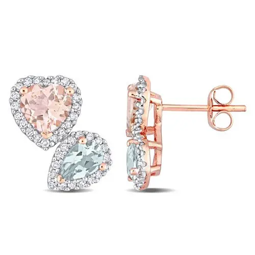 JULIANNA B. 10k Morganite, Aquamarine And Diamond Earrings - Rose Gold