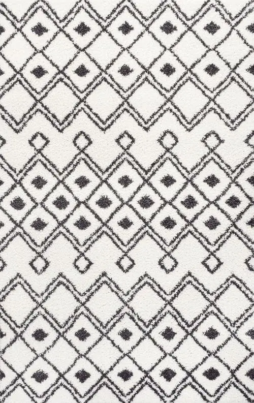 JONATHAN Y Caimari Moroccan Diamond Shag Area Rug - White/gray