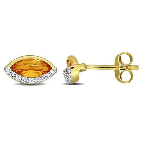 JULIANNA B. 14k Gemstone & Diamond Stud Earrings - Citrine