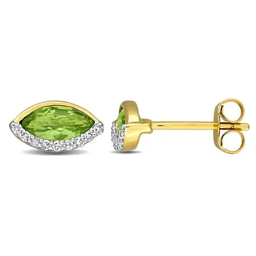 JULIANNA B. 14k Gemstone & Diamond Stud Earrings - Peridot
