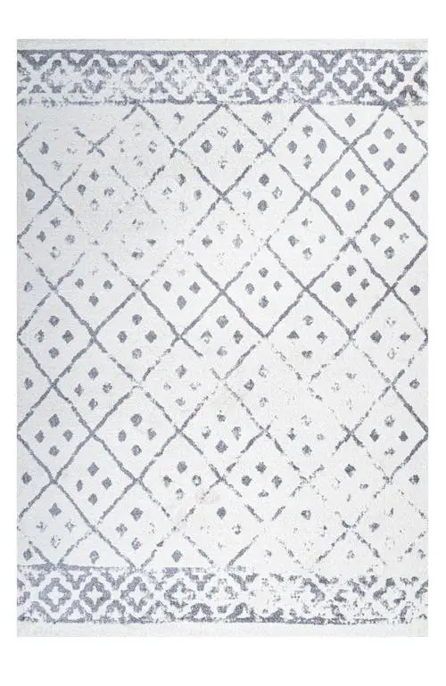 JONATHAN Y Juba Moroccan Geometric Diamond Area Rug - Ivory/gray