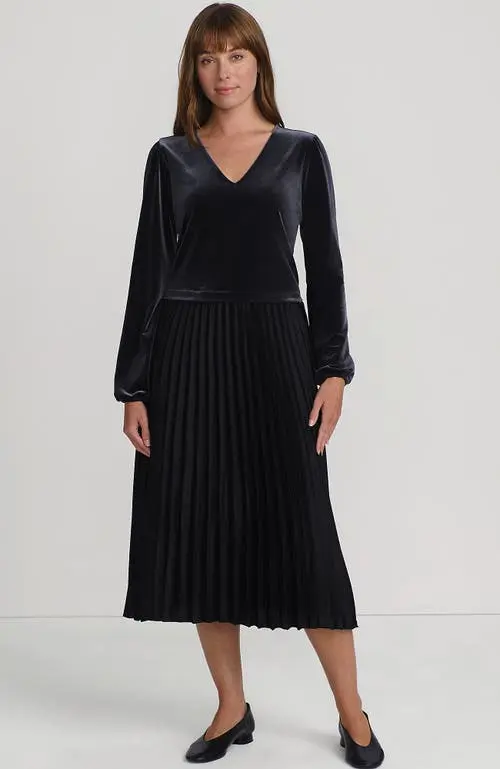LANDS' END Velvet And Satin Duet Midi Dress