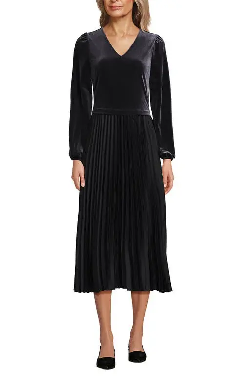 LANDS' END Velvet And Satin Duet Midi Dress