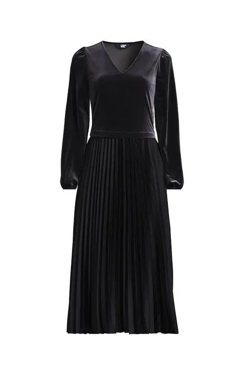LANDS' END Velvet And Satin Duet Midi Dress