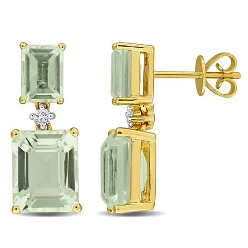 JULIANNA B. Gemstone And Diamond 10k Gold Drop Earrings - Green Quartz