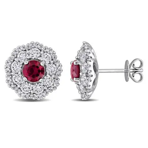 JULIANNA B. Lab-created And Lab-grown Diamond Earrings - Ruby