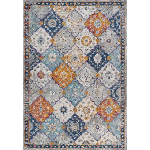 JONATHAN Y Kirman Bohemian Medallion Area Rug - Light Gray/blue/orange