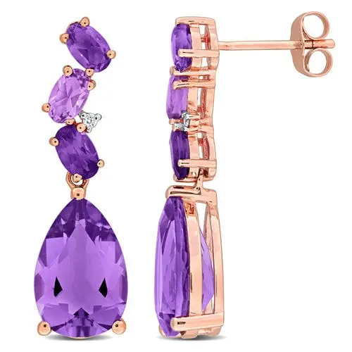 JULIANNA B. Diamond Drop Earrings - Amethyst