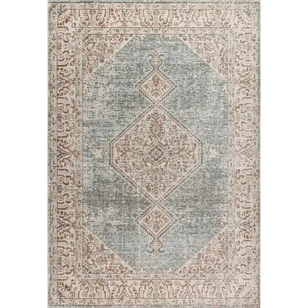 JONATHAN Y Khilana Floral Medallion Chambray Area Rug - Light Blue/ivory