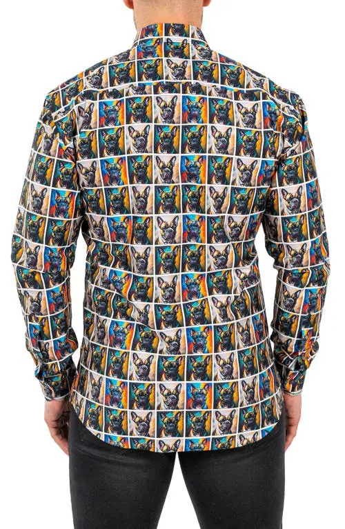 MACEOO Fibonacci Puppy Portrait Contemporary Fit Button-up Shirt