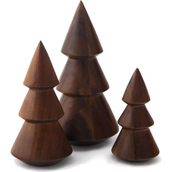 NAMBE Set Of 3 Acacia Wood Decorative Trees - Brown