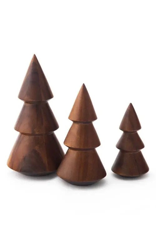 NAMBE Set Of 3 Acacia Wood Decorative Trees