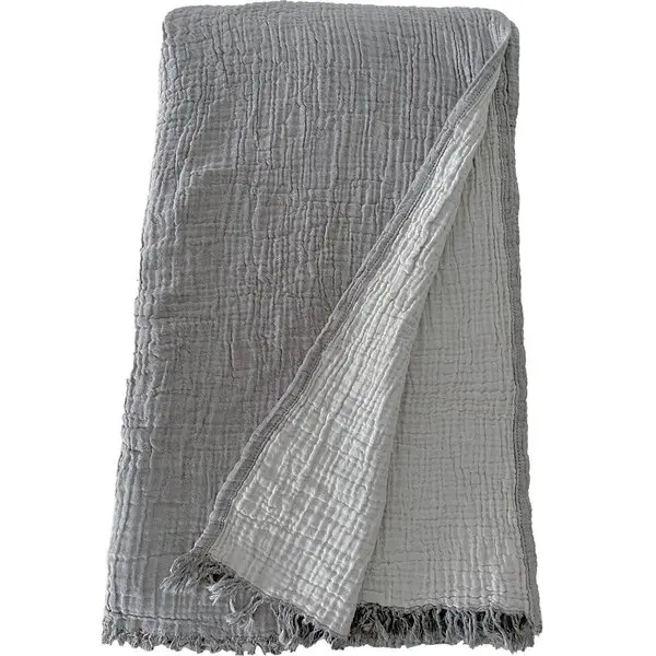 Anaya Crinkled Turkish Cotton Oversized Cuddle Blanket - Charcoal Grey