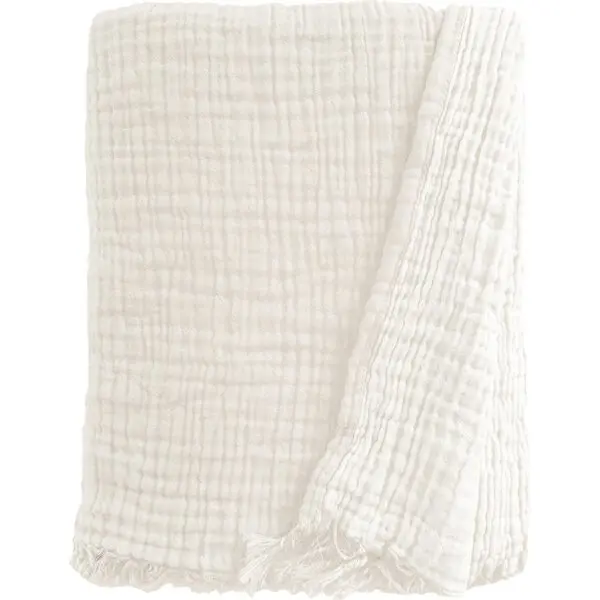 Anaya Crinkled Turkish Cotton Oversized Cuddle Blanket - Ivory