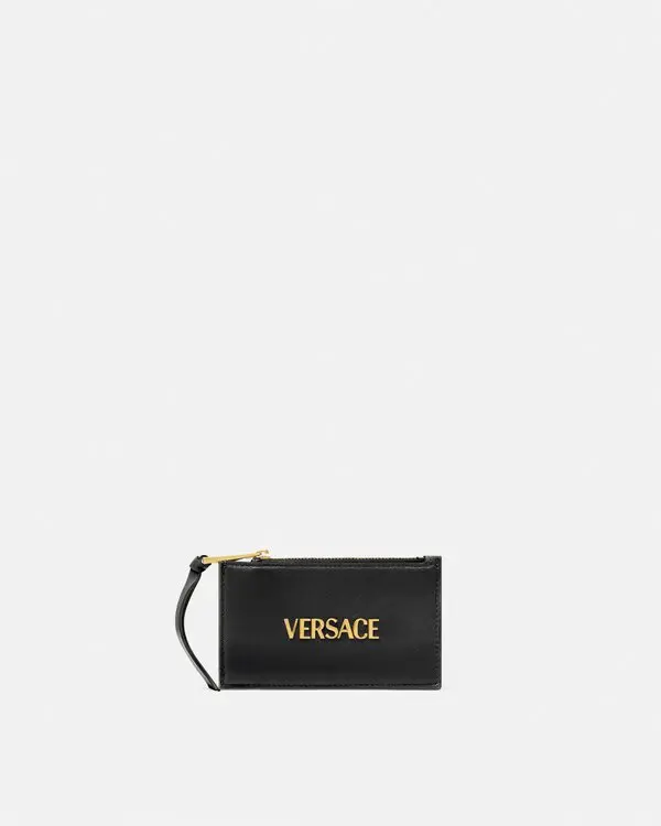 Versace Tag Nappa Card Holder - Black+gold